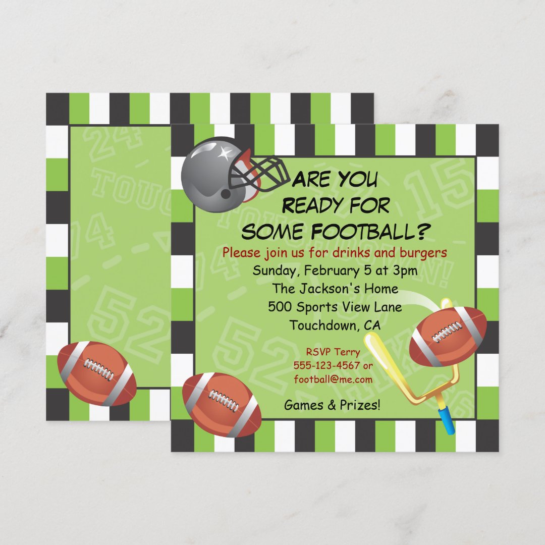 Football Party Invitation for adults or kids | Zazzle