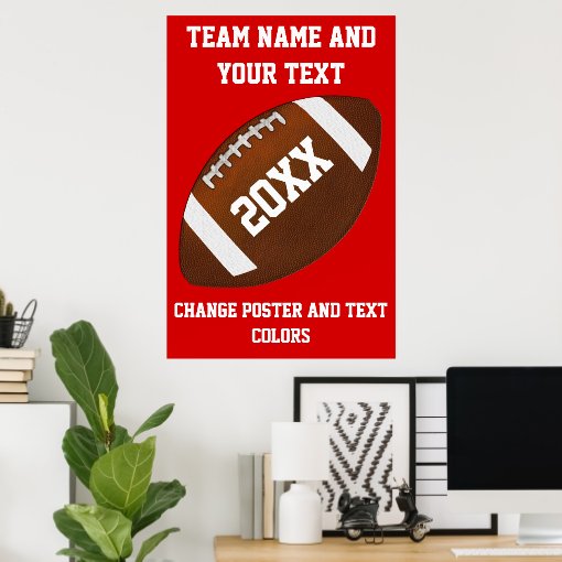 Football Party Poster, Your COLORS, 3 Text Boxes Poster | Zazzle