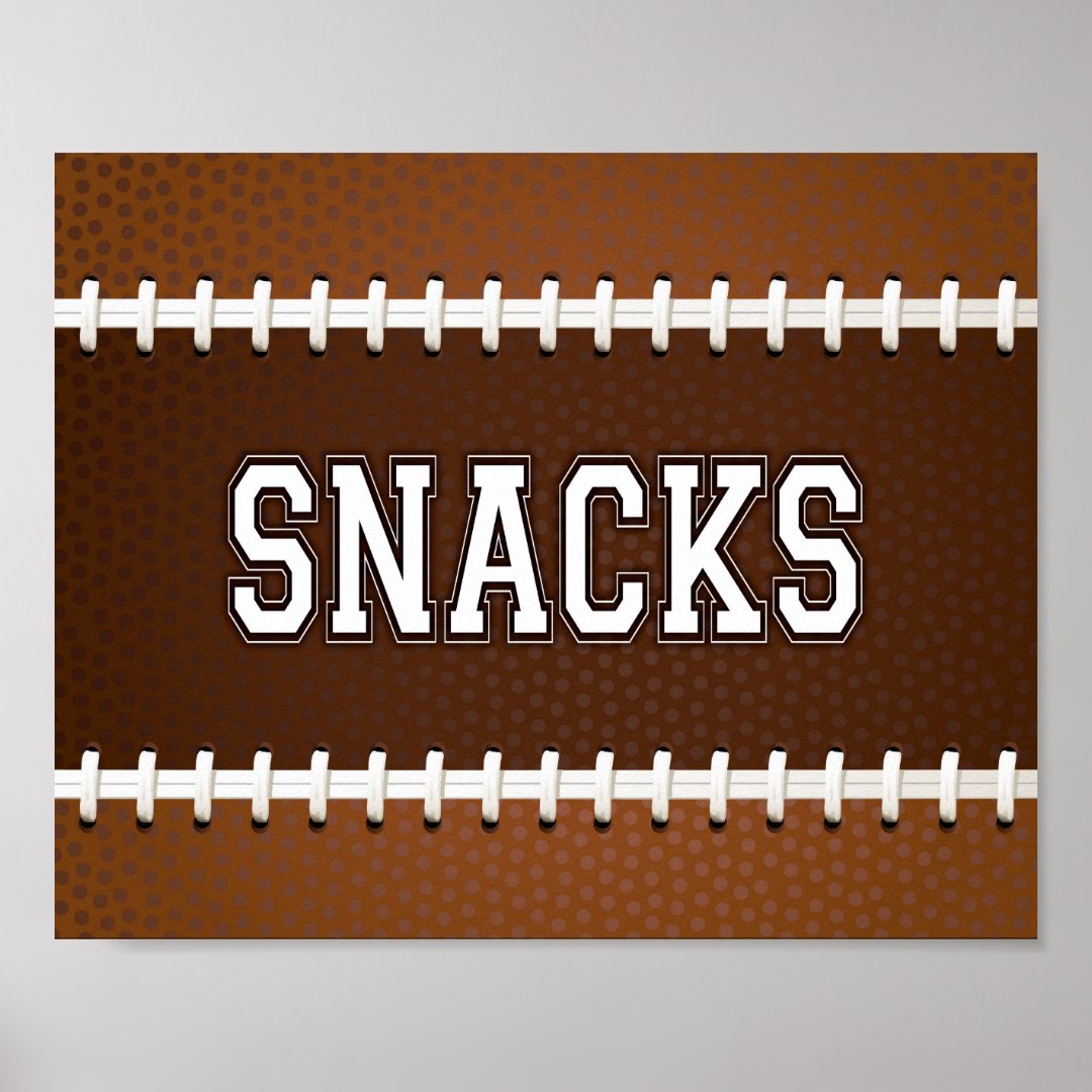 Football Party SNACKS Sign Print | Zazzle