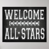Football Party WELCOME ALL-STARS Sign Chalk Print | Zazzle