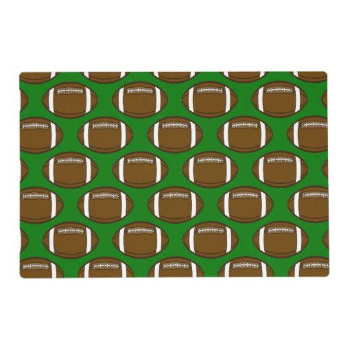Football Pattern Design on Green Field Placemat | Zazzle
