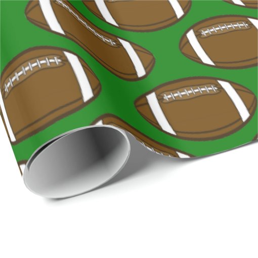 Football Pattern Design on Green Field Wrapping Paper | Zazzle