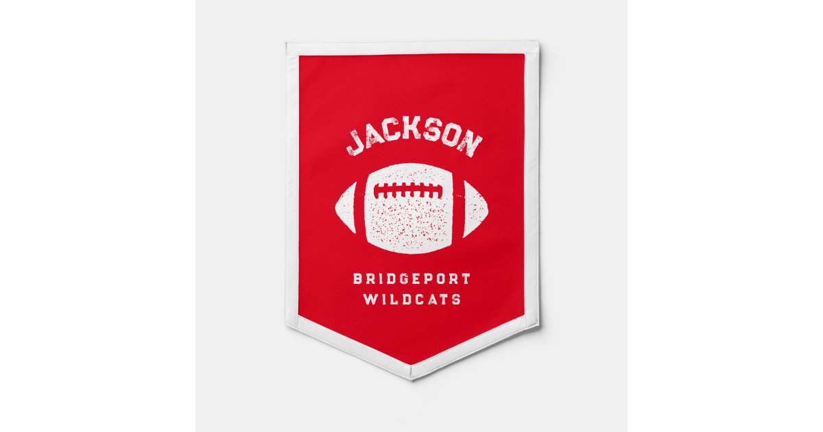 Football personalized team name red white pennant | Zazzle