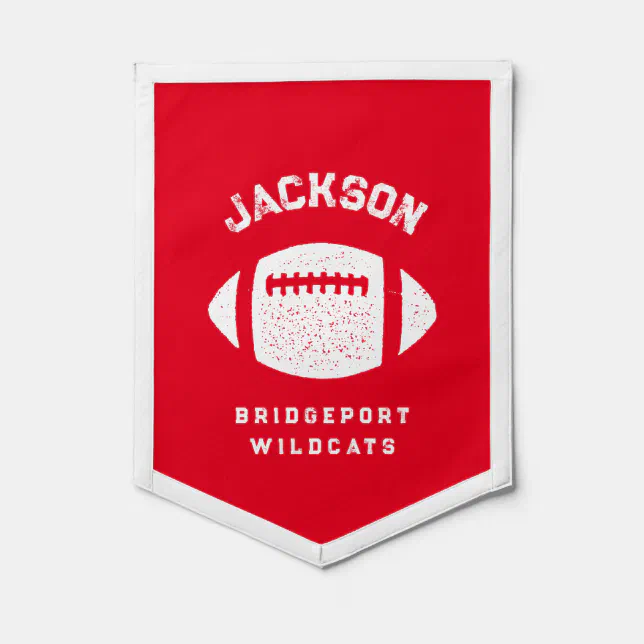Football personalized team name red white pennant | Zazzle