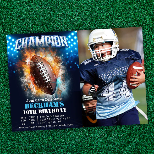 Football Photo Birthday Invitation | Zazzle