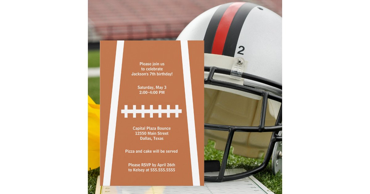 Football Player Ball Custom Sports Birthday Party Invitation | Zazzle