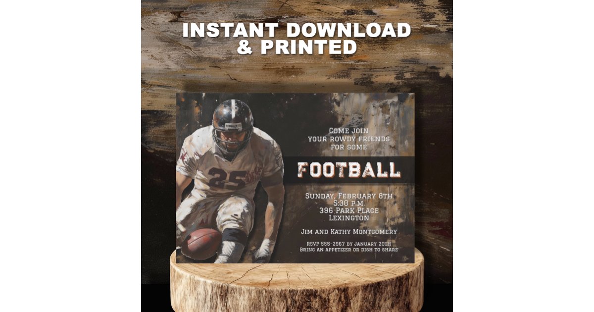 Football Player Game Day Party Invitation | Zazzle