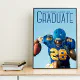 Football Player Graduation 2025 Blue Script Photo Poster | Zazzle