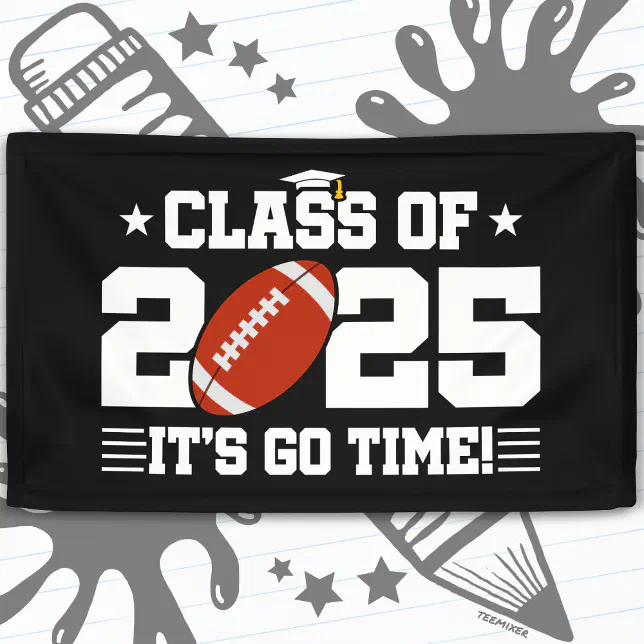 Football Player Graduation Class of 2025 Senior Banner | Zazzle