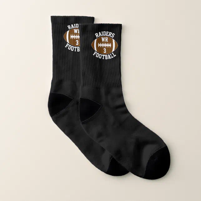 Football Player Number Team Name and Color Custom Socks | Zazzle