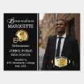 Football Player Photo Black | Gold Graduation Sign | Zazzle