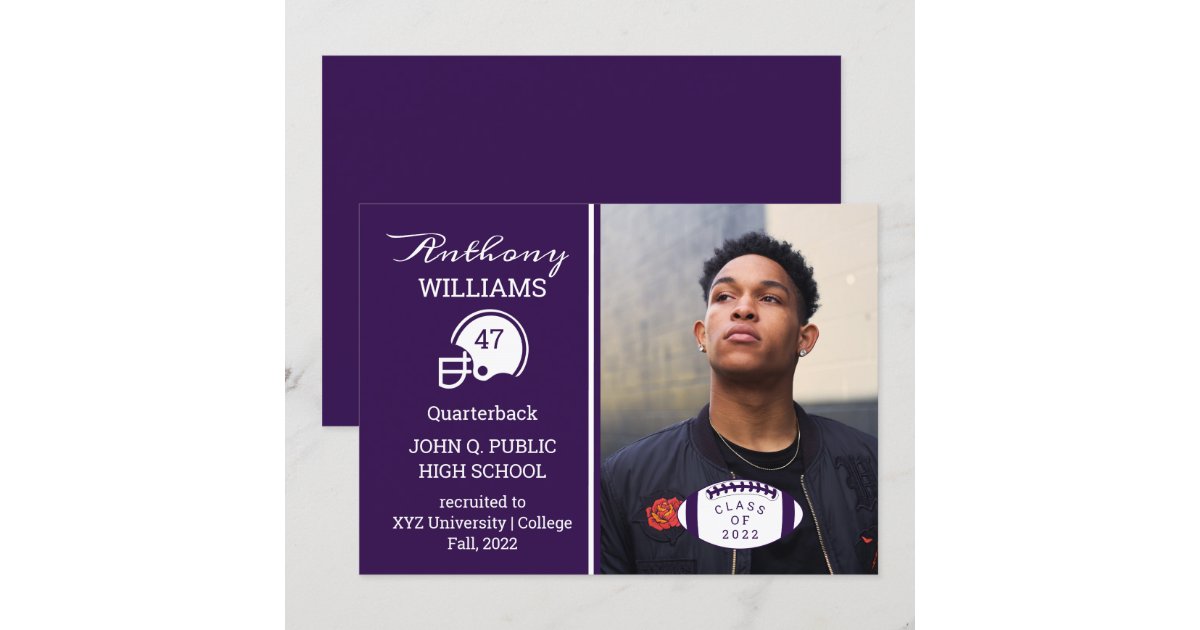 Football Player Photo Graduation Announcement | Zazzle