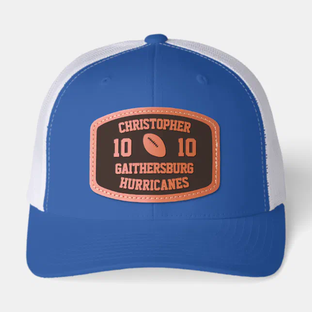 Football Player, Team, or Coach Personalized Leather Patch Hat | Zazzle