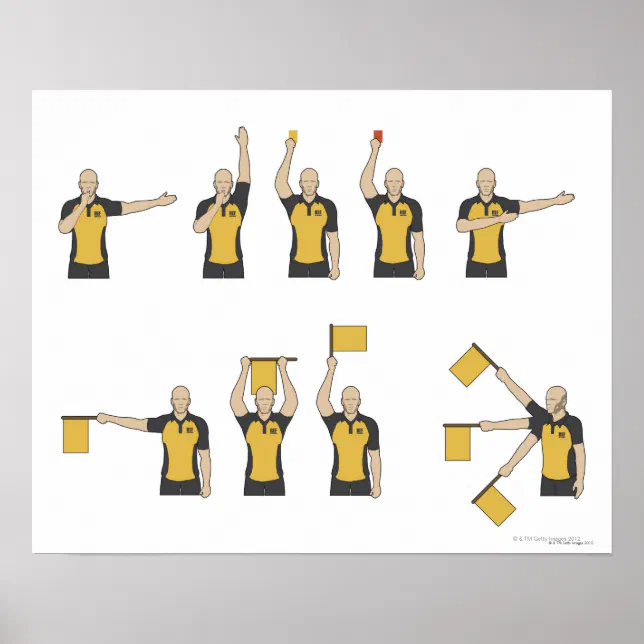 Football referees' signals poster | Zazzle