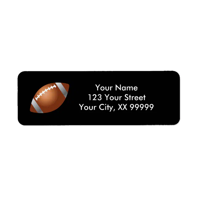 Football Return Address Labels in Black | Zazzle