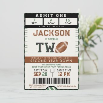 Football Second Down 2nd Birthday Invitation | Zazzle