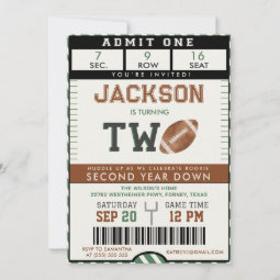Football Second Down 2nd Birthday Invitation | Zazzle