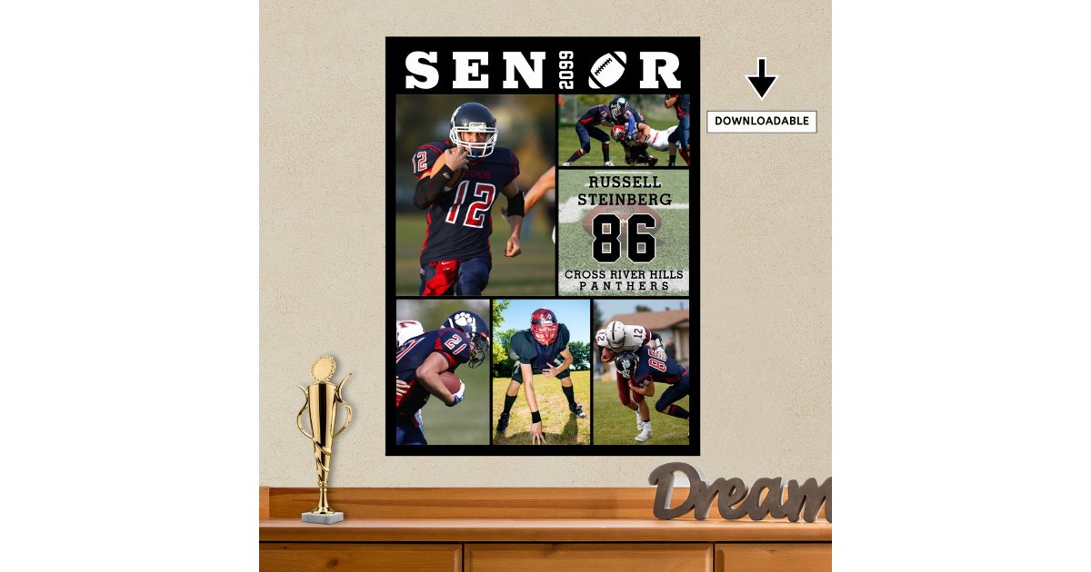 Football Senior Graduation 6 Photo Collage Poster | Zazzle