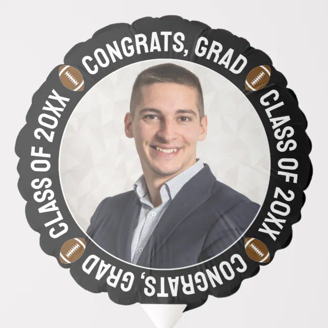 Football Seniors Congrats Custom Graduation Photo Balloon | Zazzle