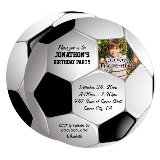 Football Soccer Ball Photo Birthday Party Invitation | Zazzle.com