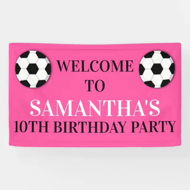 Football soccer girls birthday | CUSTOM AGE Banner | Zazzle