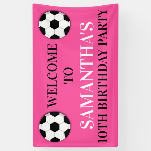Football soccer girls birthday | CUSTOM AGE Banner | Zazzle