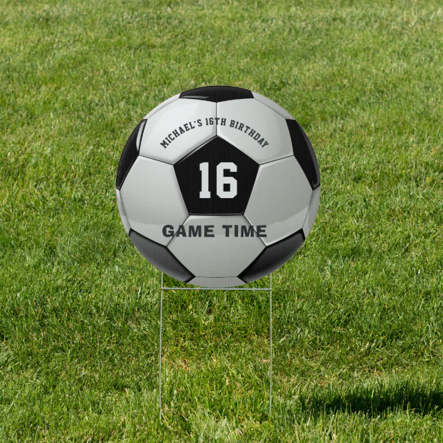 Football/Soccer Themed Birthday Party Sign | Zazzle