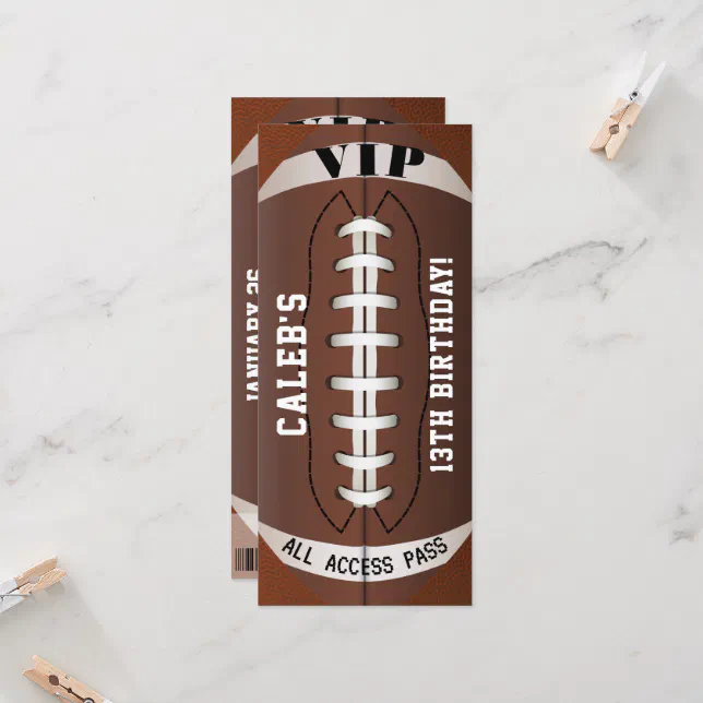 Football Sports Birthday Party VIP Pass Ticket | Zazzle