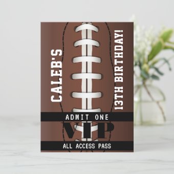 Football Sports Birthday Party VIP Pass Ticket Invitation | Zazzle