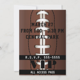 Football Sports Birthday Party VIP Pass Ticket Invitation | Zazzle