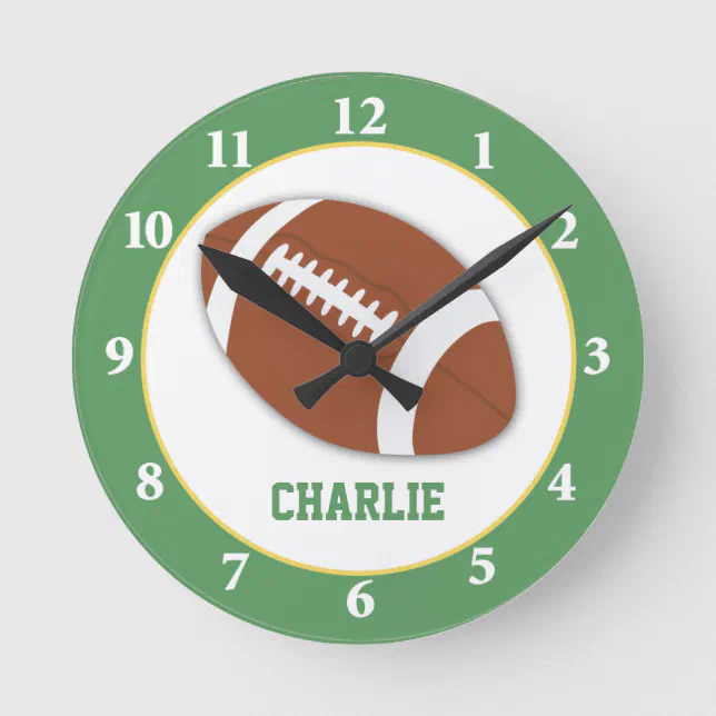 Football Sports Personalized Wall Clock - Green | Zazzle