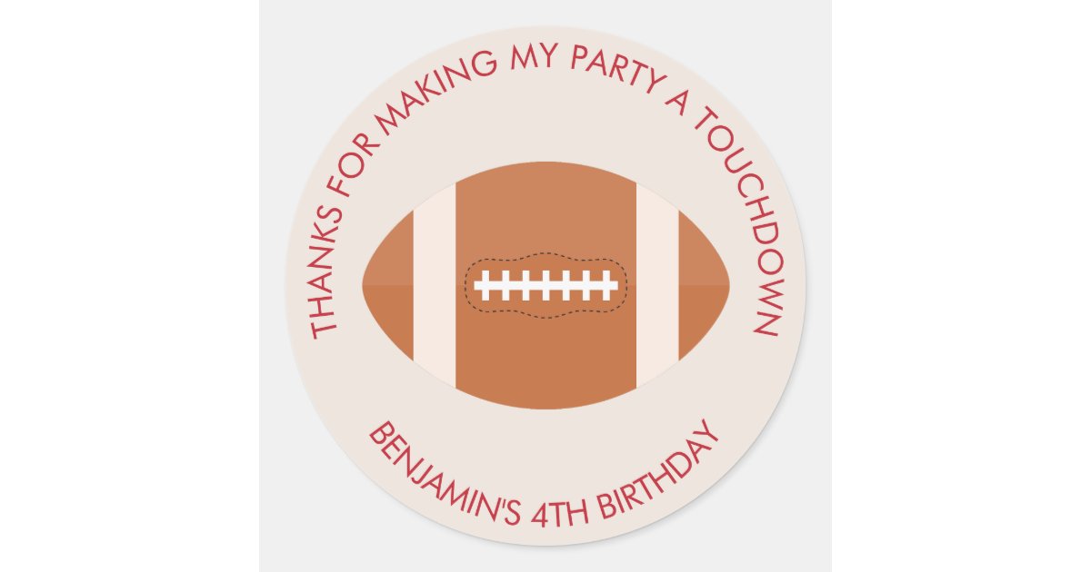 Football Sports Theme Birthday Classic Round Sticker | Zazzle