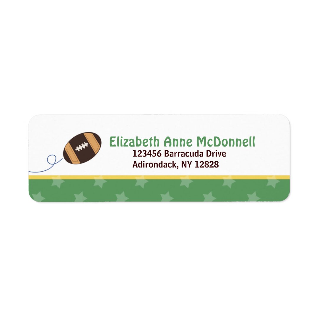 Football Star Sports Theme Custom Address Labels | Zazzle