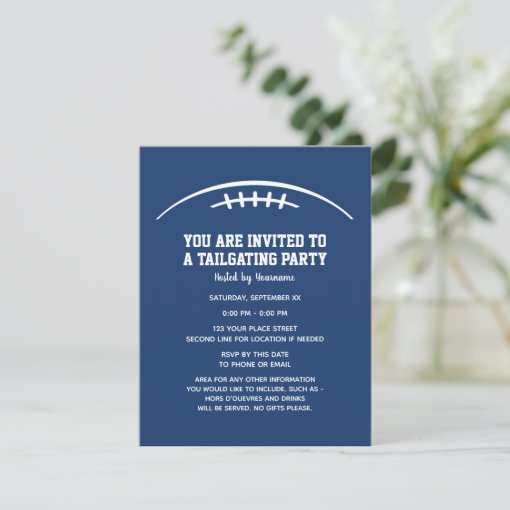Football Tailgating Party - blue yellow Invitation | Zazzle