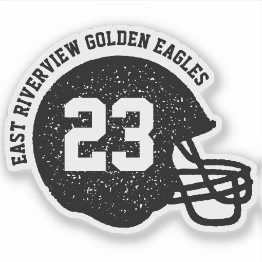 Football team helmet custom number black sticker | Zazzle