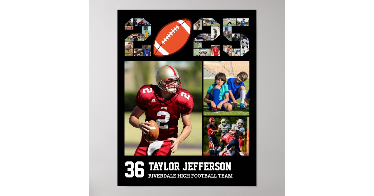 Football Team Senior Class of 2025 Sports Collage Poster | Zazzle