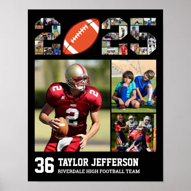 Football Team Senior Class of 2025 Sports Collage Poster | Zazzle