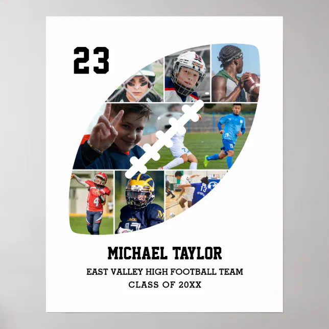 Football Team Senior Graduation Ball Photo Collage Poster | Zazzle