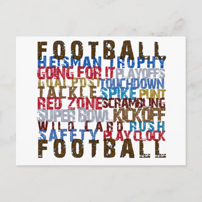 FOOTBALL TERMS POSTCARD | Zazzle