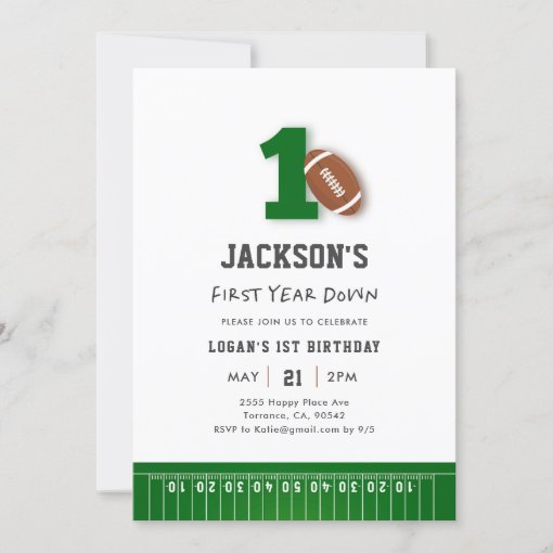 Football Theme First Year Down Birthday Invitation | Zazzle