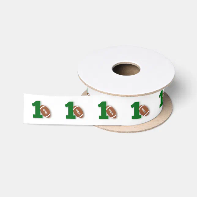 Football Theme First Year Down Birthday Party Satin Ribbon | Zazzle