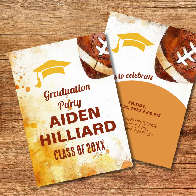 Football Themed Graduation Party Invitation | Zazzle