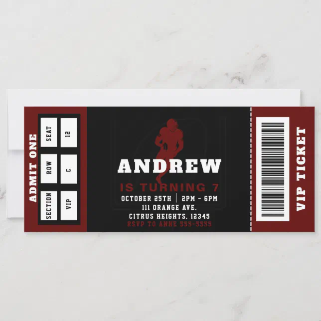 Football Ticket Birthday Party Invitation | Zazzle