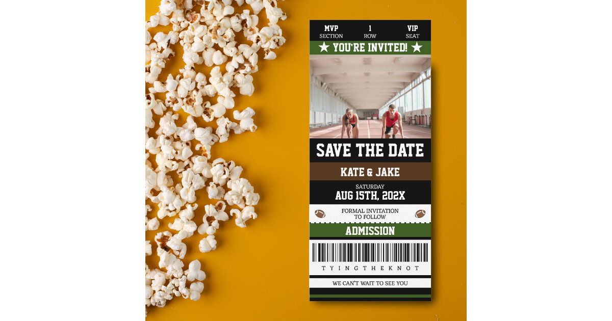 Football Ticket Sport Themed Unique Save The Date Invitation | Zazzle