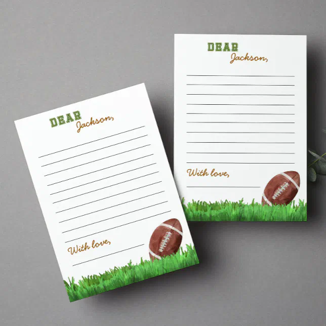 Football Time Capsule Note Message Card | Zazzle