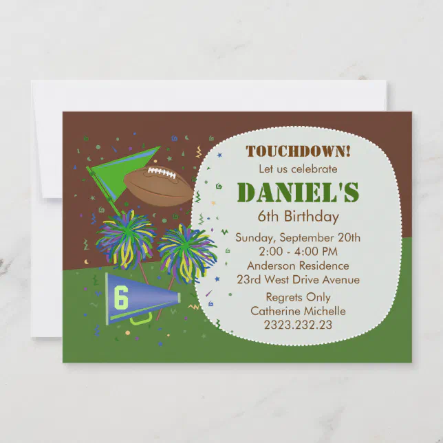 Football Touchdown Children's Birthday Party Invitation | Zazzle