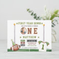 Football Touchdown Photo Cute Boy 1st Birthday Invitation | Zazzle