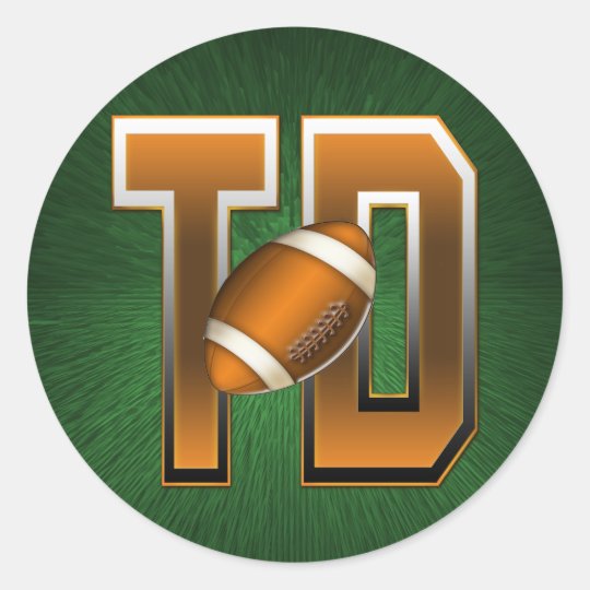 Football Touchdown TD Classic Round Sticker | Zazzle.com