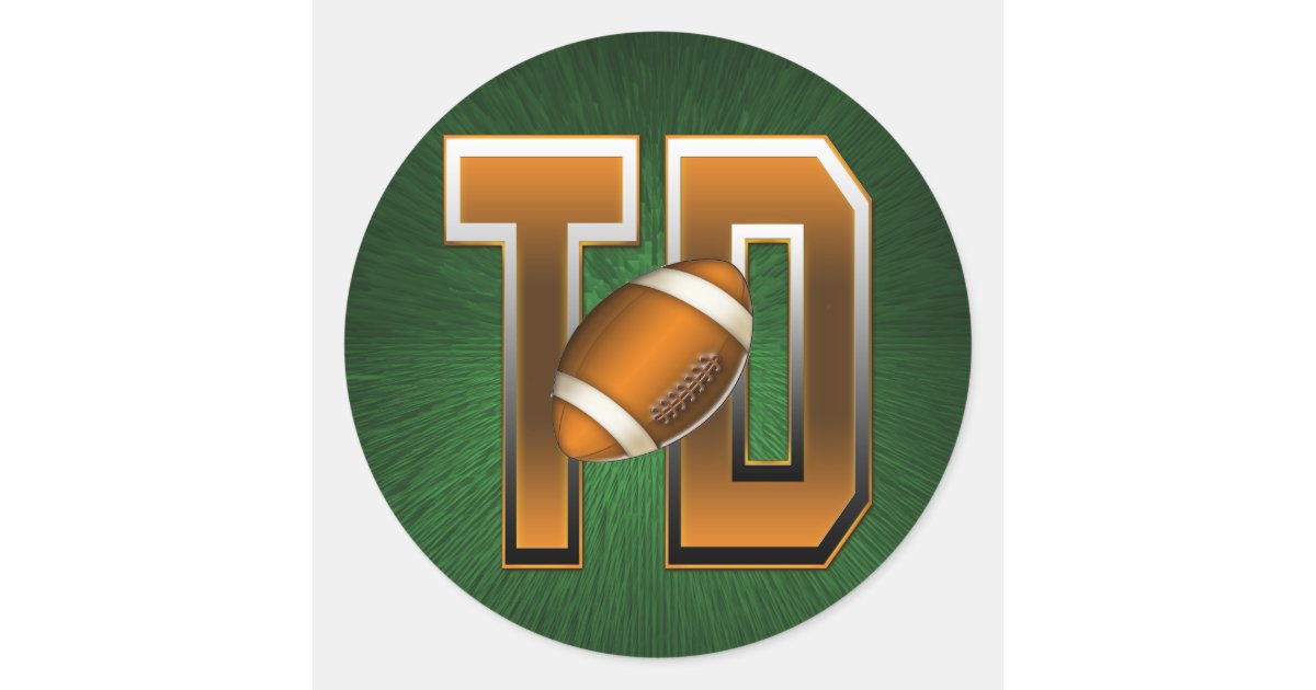Football Touchdown TD Classic Round Sticker | Zazzle