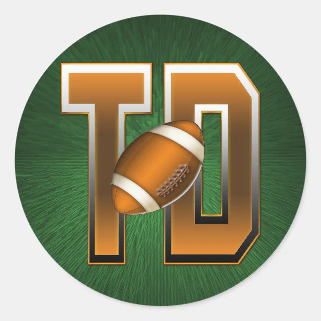 Football Touchdown TD Classic Round Sticker | Zazzle